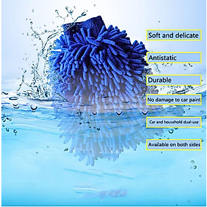 LHHweiusa 2 Pairs Car Wash Mitt Microfiber,5-Finger Microfiber Wash Mitts,Scratch Car Interior Exterior Cleaning Gloves,Strong Water Absorption Premium Chenille Washing Gloves