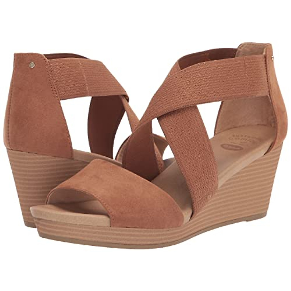 Dr. Scholl's Shoes Women's Barton Band Wedge Sandal, Brown Microfiber, 8.5