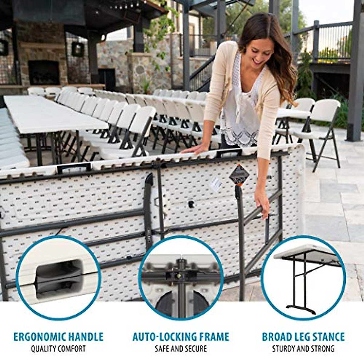 Lifetime 80382 Commercial Fold-In-Half Table, 6-foot, Almond