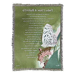 Dicksons Today I Saw A Butterfly Green 68 x 52 Inch Tapestry Throw Blanket