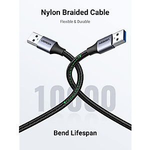 UGREEN USB A to USB A, Male to Male, 2 Pack USB to USB 3.0 Cable Compatible with External Hard Drive, Laptop Cooler, DVD Player, TV, USB 3.0 Hub, Monitor, Camera, Set Up Box, and More(3 FT +3 FT)