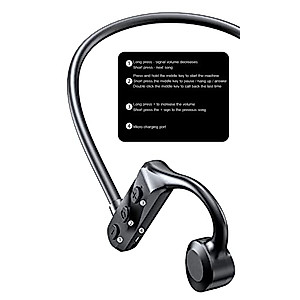 PUOX Bone Conduction Headphones, Bluetooth 5.0 Open Back Headphones, Sports Sweatproof Headphones, Built-in Microphone Wireless Headphones for Running, Cycling, Rock Climbing