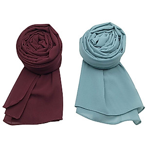 MANSHU 4 PCS Women Soft Chiffon Scarves Shawl Long Scarf Wrap Scarves.