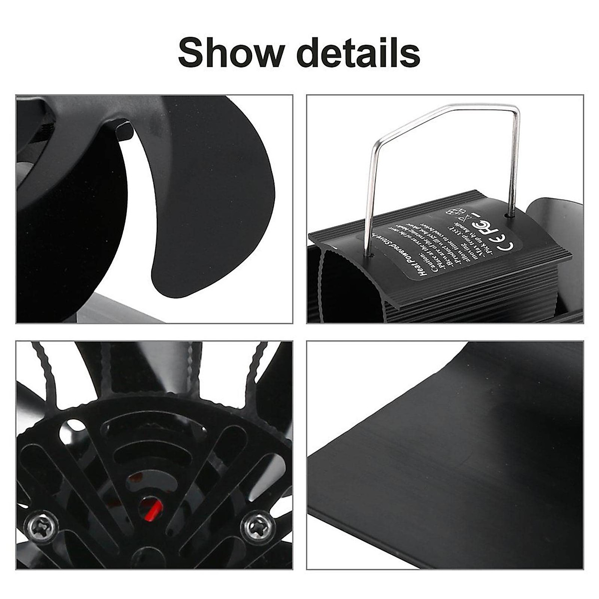 BIVITA Heat Powered Stove Fan, 6 Blade Fireplace Fan for Wood Burning Stove, Heat-Powered WoodStove Fan, Wood Stove Accessories, Quietly Circulating Warm Air