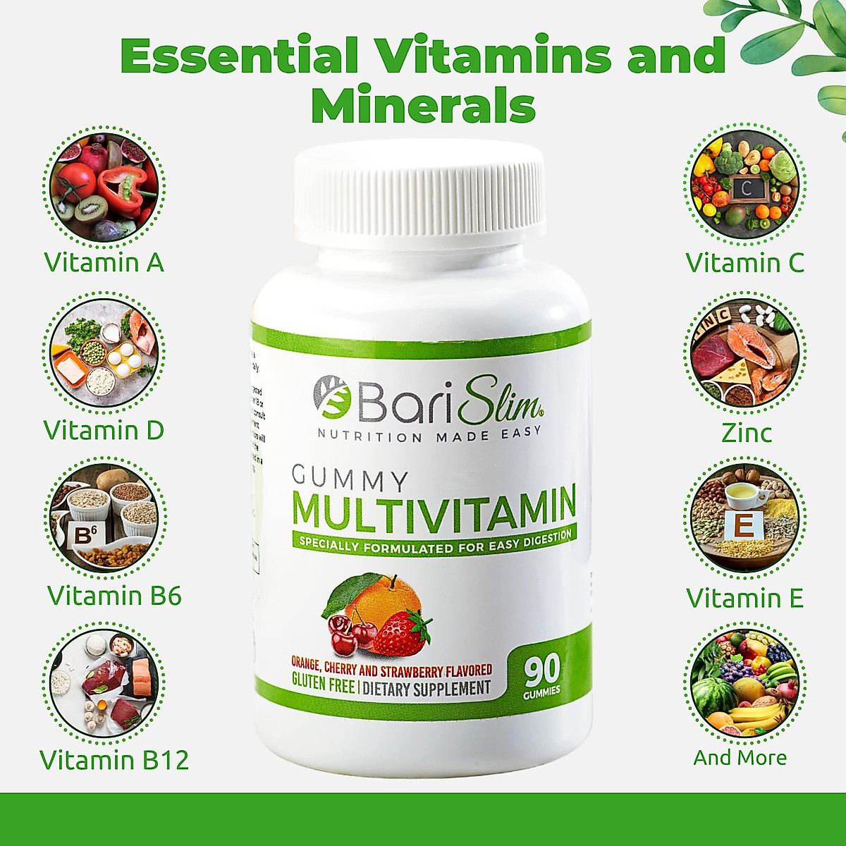 BariSlim Bariatric Chewable Multivitamin Gummies - Specially Formulated Gummy Vitamin for Patients After Weight Loss Surgery - Easy to Digest & Great Tasting Fruit Flavors | 90 Fruit Chews
