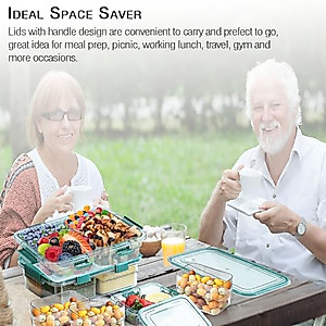 [Green]Air Tight Fresh Container,Divided Container Box with 4 Removable Boxes,Portable Travel Snack Containers,Food Storage Container with Vents Stay Fresh Containers,for Fruit Vegetable Salad Snack