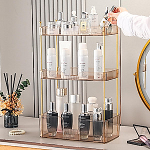 Nohozi 3 Tier Bathroom Countertop Organizer, Makeup Skin Care Organizer, Perfume Tray Vanity Countertop Organizer for Bathroom Countertops
