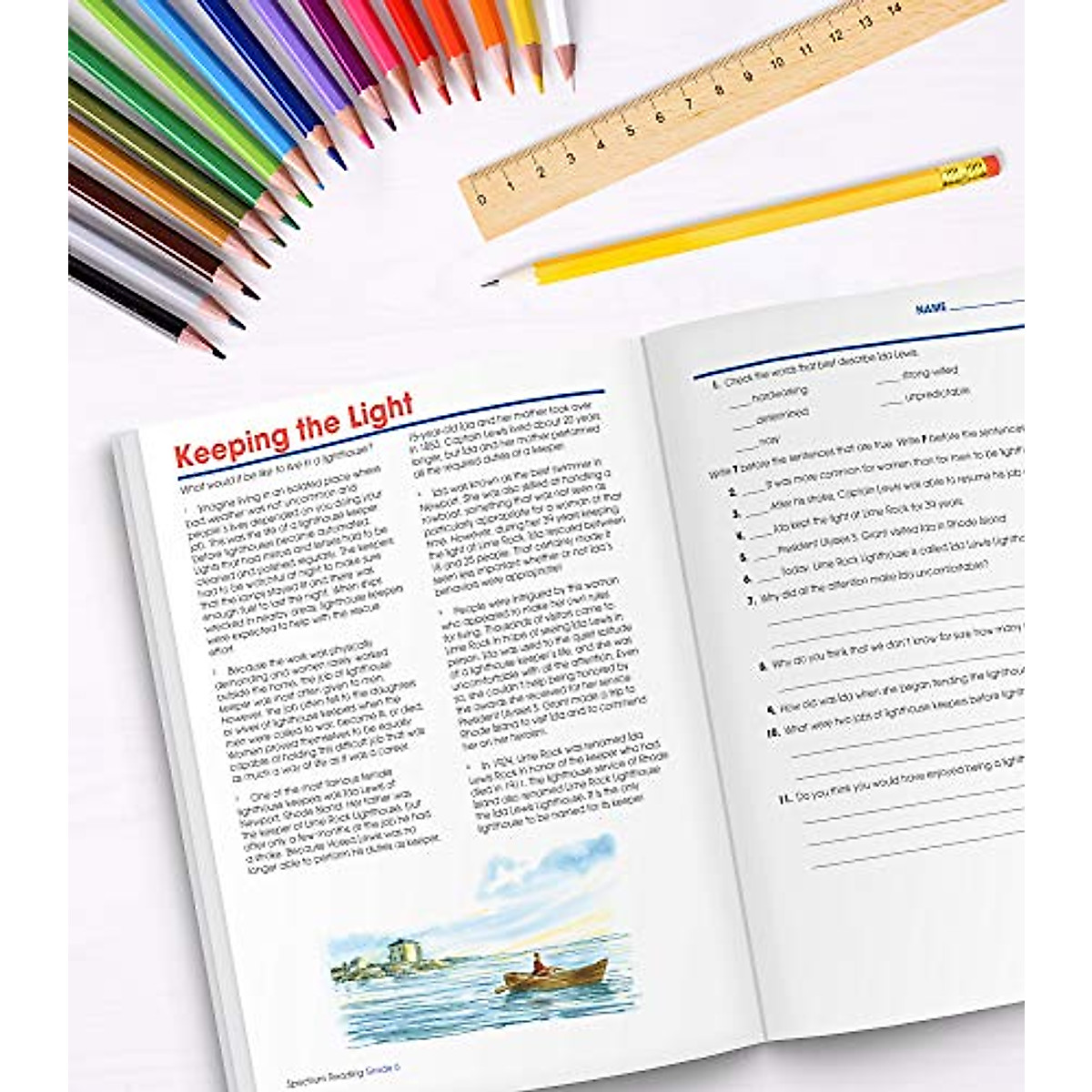 Spectrum Reading Comprehension Grade 6, Ages 11 to 12, 6th Grade Reading Comprehension Workbooks, Nonfiction and Fiction Passages, Analyzing Story Structure, and Critical Thinking Skills - 174 Pages
