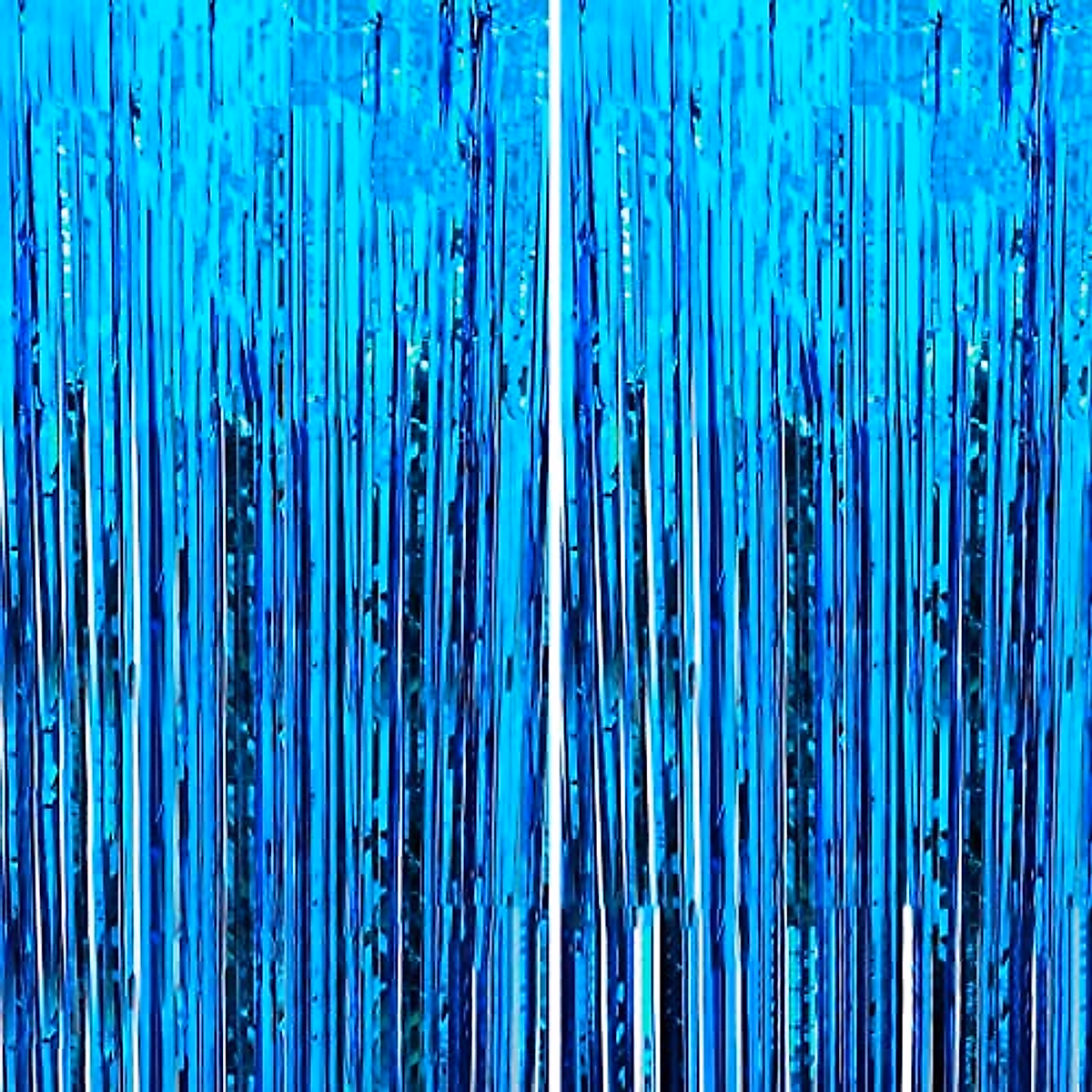 Dazzle Bright Backdrop Curtain, 3FT x 8FT Metallic Tinsel Foil Fringe Curtains Photo Booth Background for Baby Shower Party Birthday Wedding Engagement Bridal Shower (2, Blue)