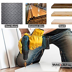 Yangoutool 5PCS Titanium Step Drill Bit Set with Automatic Center Punch,Multiple Hole 50 Sizes Stepped Up Bits,High Speed Steel Drill Bits with Aluminum Case