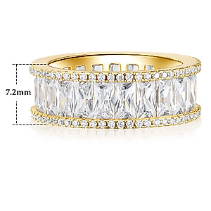 MDFUN 18K Yellow Gold Plated Eternity Rings for Women Cubic Zirconia Wedding Promise Engagement Band Size 8