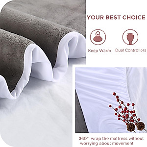 Heated Mattress Pad Queen Size 60"x80", 5 Heating Levels Dual Control with 10 Hours Auto-Off, Warming Bed, Fast Heating Electric Mattress Pad, Grey