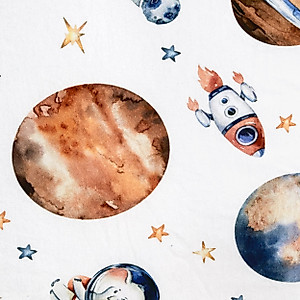 Outer Space Crib Sheet | Extra Soft and Stretchy Jersey Knit Cotton | Unique Watercolor Design