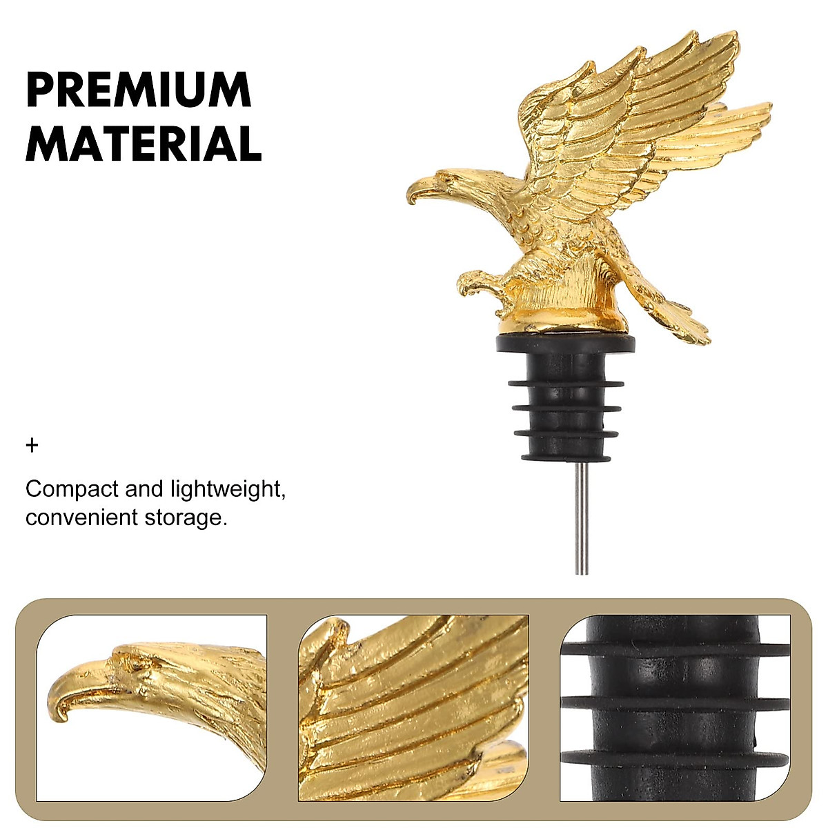 HEMOTON Wine Pourer Wine Aerator Eagle Head Animal Wine Pourer Bottle Decanter Spout Decorative Wine Bottle Stopper Home Bar Accessories (Golden)