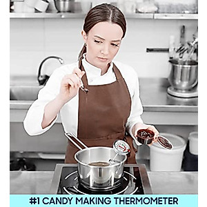 Candy Deep Fry Thermometer with Pot Clip 8" - Instant Read Food Thermometer | Mechanical Meat Thermometer for Grilling | Candle Making Thermometer | Baking Thermometer, Candy Thermometer