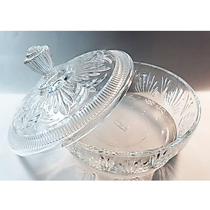 Katrina Custom Fancy Glass Dish with Powder Puff - Medium No Lid