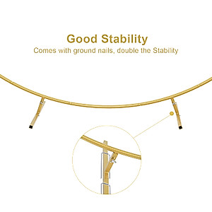 6.6FT Round Backdrop Stand Golden Circle Balloon Arch Kit, Metal Ring Arch Stand for Party Backdrop Decoration, Baby Shower, Birthday Anniversary Bridal Decoration, Gold