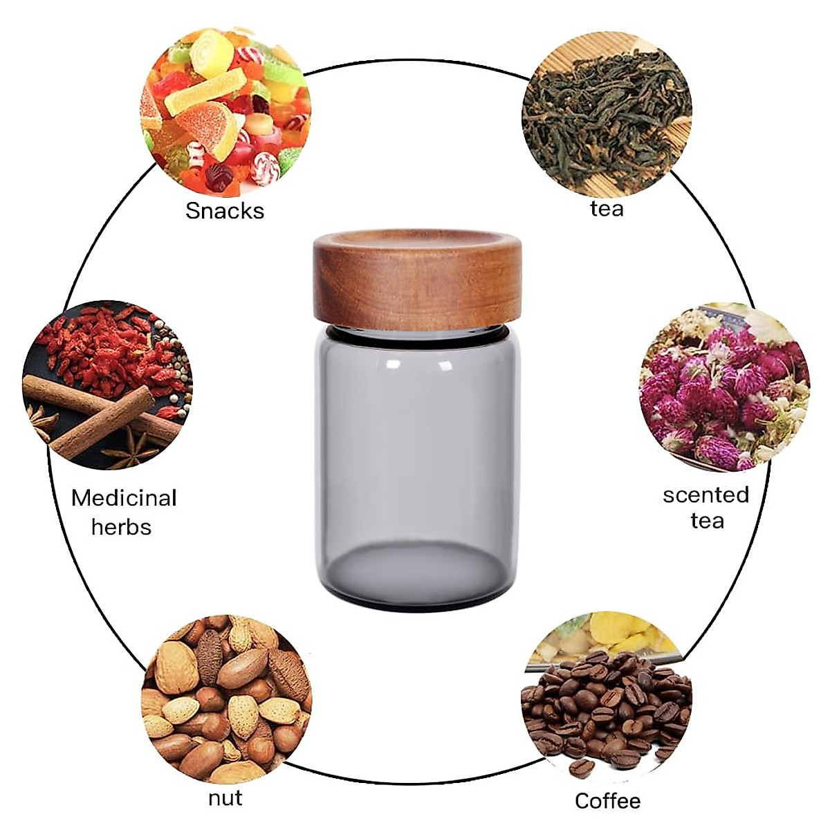 SAIOOL 6 Pcs Small Grey Glass Spice Jars with Label,High Sealing Threaded Mouth, 8.79oz /260ml*6,Empty Cylinder Spices Bottles,Storage Jars with Airtight Screw Lids,Retro Style