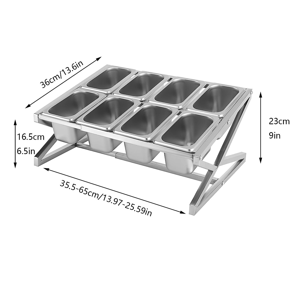 QUEMARQUE Pizza Topping Station, Double Layer Stainless Steel Seasoning Containers with Lids, 8 Compartment Trays Food Prep Station for Prepping Ingredients and Toppings