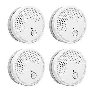 4 Pack Smoke Detector Fire Alarms 9V Battery Operated Photoelectric Sensor Smoke Alarms Easy to Install with Light Sound Warning, Test Button,9V Battery Included Fire Safety for Home Hotel(912-4)