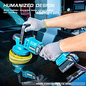 Cordless Car Polisher, 6 speeds Brushless Motor Handle Car Waxer with 150mm Work Disk, Compatible with Makita 18V Batteries (Battery Not Included)