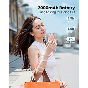 Gaiatop Handheld Mini Fan, 3 Speed Portable Lash Fan Makeup Mirror with LED Light, 2000mAh USB Rechargeable Personal Desk Fan with Stand, Small Hand Fan for Outdoor Travel Gifts for Women Girls Pink