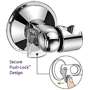 HotelSpa Universal Angle-Adjustable Hand Shower Wall Bracket for Easy Reach/Perfect Angle Fits ANY SHOWER! Patented Push-Lock provides Superior Suction Power. Self-Adhesive Slide-in Holder included