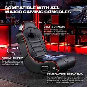 X Rocker Surge Video Gaming Floor Chair with Built-In Wireless Bluetooth Audio, Foldable, Padded Backrest, Faux Leather, 275 lbs Max, Black and Red