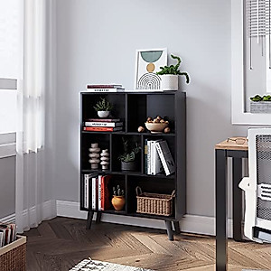 WAHEY Bookcase, 7 Cube Open Storage Display Bookshelf with Legs, HOFB011