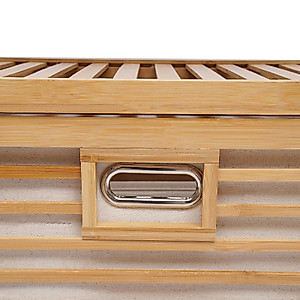 Laundry Basket Tilted Out Linen Basket Bamboo Freestanding Laundry Basket, Laundry Basket Bamboo Bathroom Cabinet,4-Tier Shower Shower Rack, Bathroom Living Room Bedroom Storage Laundry Rack