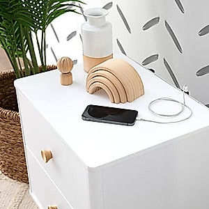 Babyletto Lolly USB Port Nightstand, in White and Natural