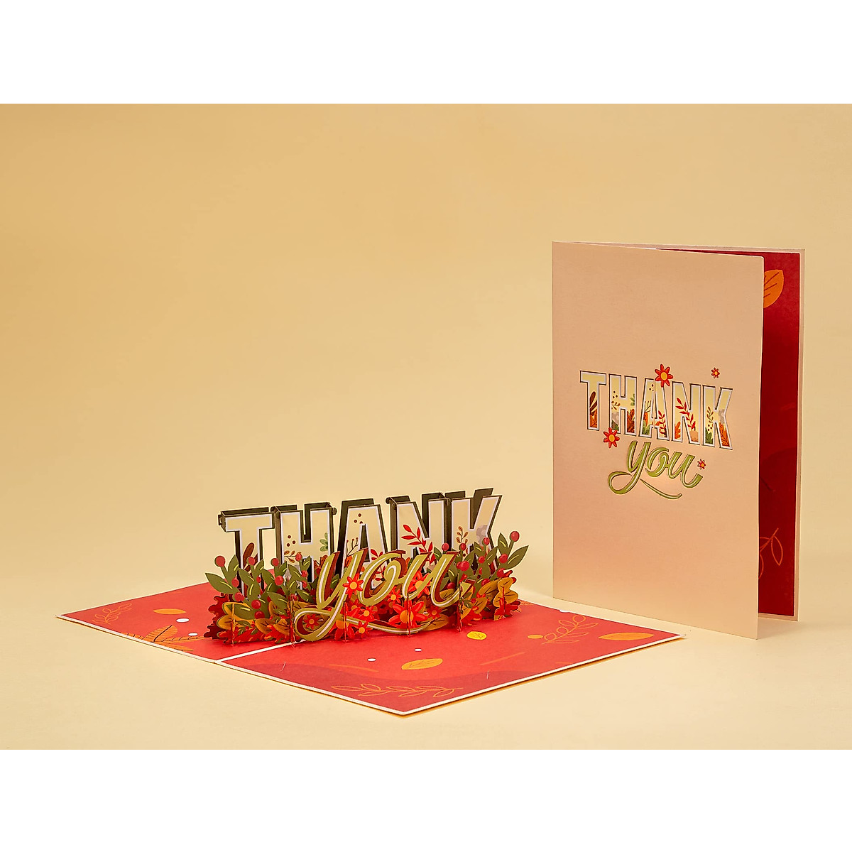 Paper Love 3D Thank You Pop Up Card, For All Occasion, Thanksgiving, Gratitude or Just Because - 5" x 7" Cover - Includes Envelope and Removable Note Tag