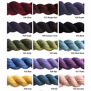 5 Skeins Lotus Yarns Mink & Cashmere Blend Knitting Yarn Skein Soft Crochet Yarn for Fingering Sweater, Scarves, Hats, and Craft Projects Mimi Plus (25-Sky Blue)