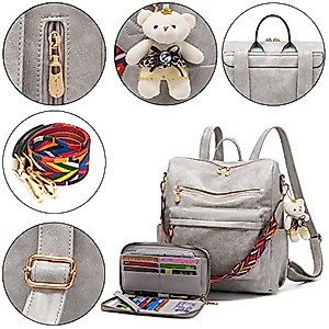 Soperwillton Women Backpack Purse Multipurpose Design Handbags Shoulder Bag PU Leather Travel bag Backpack Set 2pcs