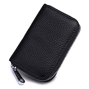 EASTNIGHTS Credit Card Wallet Leather RFID Blocking Credit Card Holder for Men or Women 14 Slots Compact Size (black)