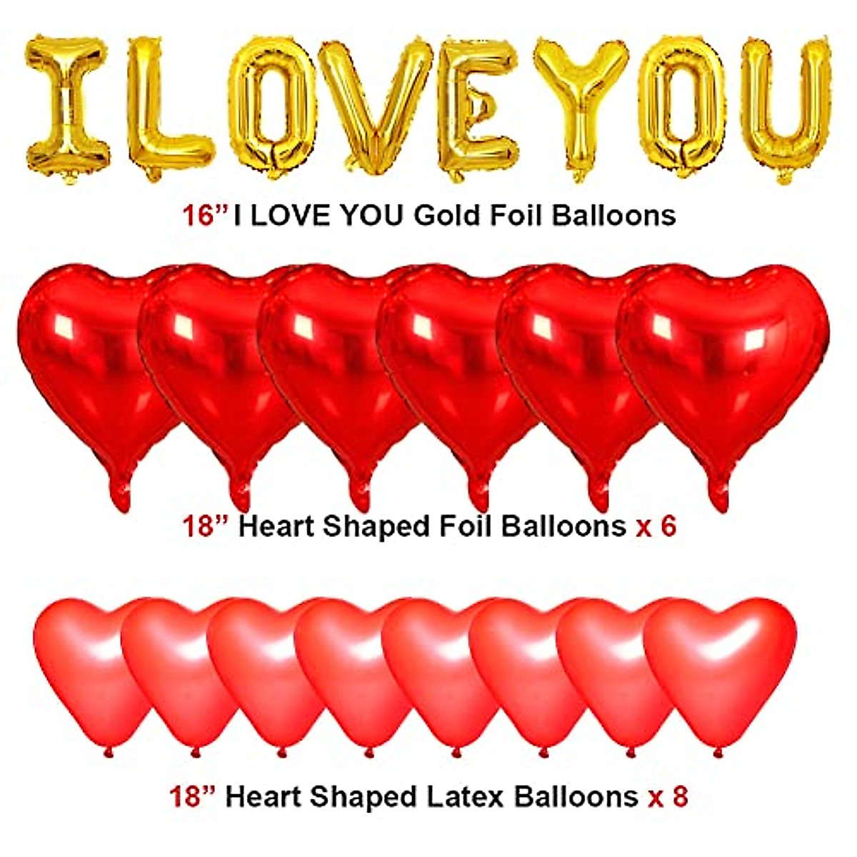 I Love You Balloons, Red Heart Balloons for Valentines Day Decor, Big 40 In Teddy Bear, 1000 Red Rose Petals Wedding Flower for Anniversary Romantic Decorations Special Night, Valentines Day Balloons