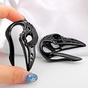 Casvort 2 PCS Black Halloween Eagle Ear Hanger Weight Stainless Steel Ear Gauges Body Jewelry Piercing Plug Pair Selling 5/8'' (16mm)