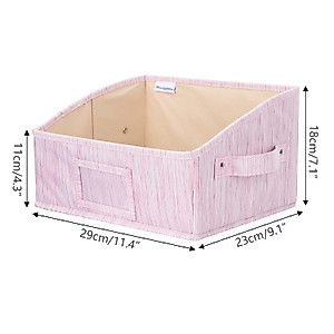 iStorageMax Closet Storage Bin, Collapsible Closet Shelf Organizer, Fabric Trapezoid Storage Baskets with Handle and Label Holder for Home Office, Pink, Medium, 3 Pack