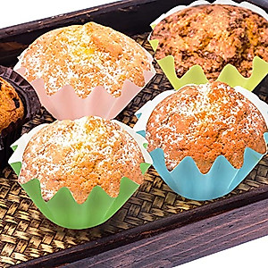 200PCS Wave Cupcake Liners, FULANDL Standard Size Muffin Liners Baking Cups, Greaseproof Coated Cupcake Wrappers for Wedding Birthday Party Baby Shower (100 Purple + 100 Pink)