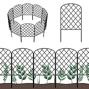 OUSHENG 10 Pack Decorative Garden Fence, Total 10ft(L) x 24in(H) No Dig Animal Barrier Border, Rustproof Metal Wire Section Edging Defence Fencing Panel for Outdoor Patio Garden Yard, Arched