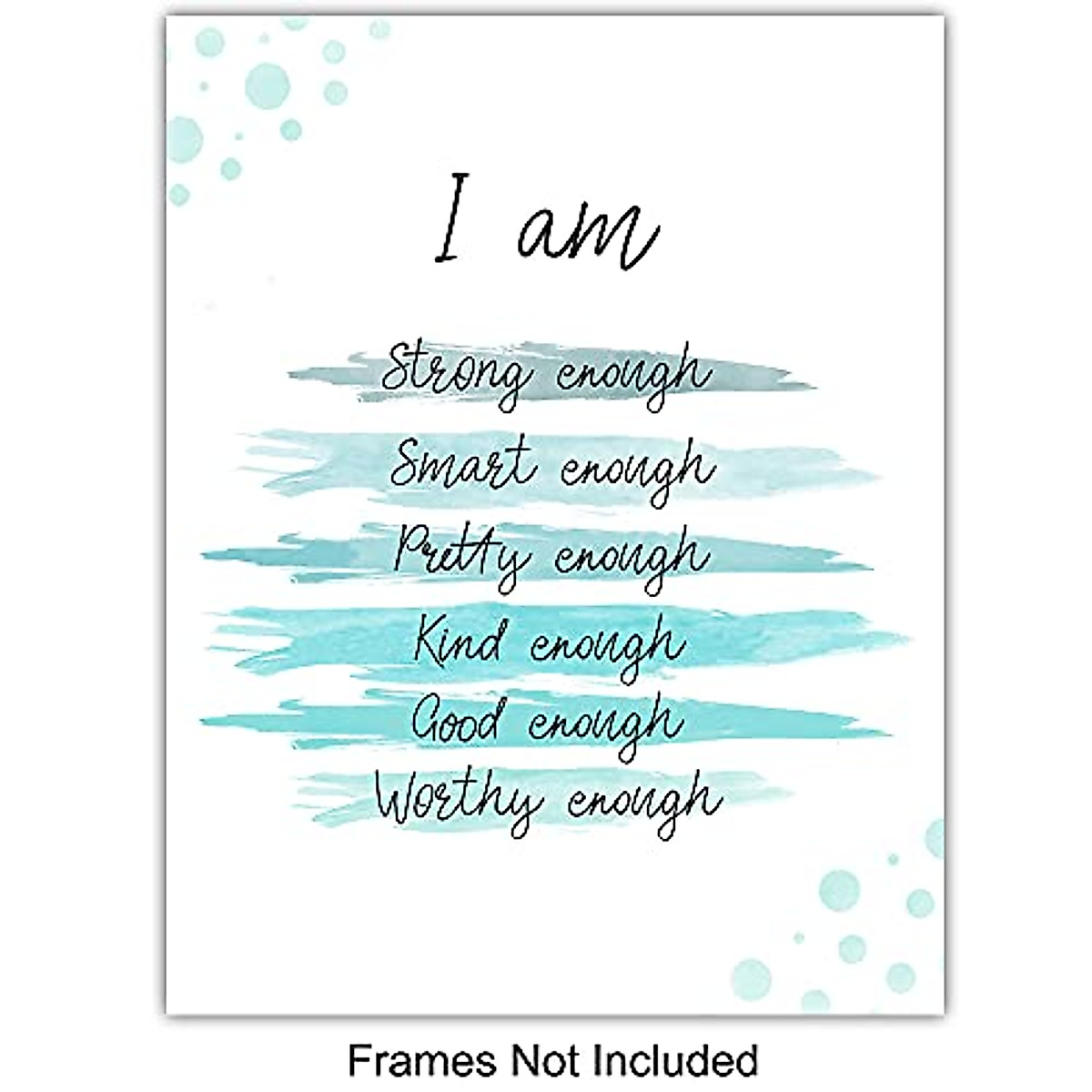 Light Blue Inspiring Positive Affirmations Quotes Wall Decor - Inspirational Art Posters 8x10 - Encouraging Self Improvement Motivational Sayings - Uplifting Encouragement Gifts for Empowered Women