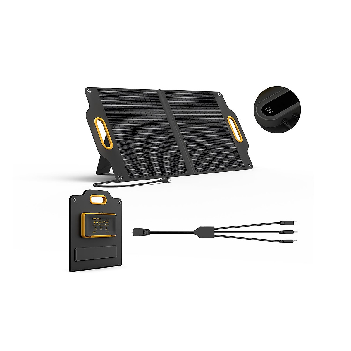 Powerness 40 Watt 18V Portable Solar Panel Solar Charger with LCD Digital Window, Foldable Solar Panel for Power Station, USB-C&USB-A Output for Phones, Ipad, Laptop, Hiking, RV, Camping, Outdoors