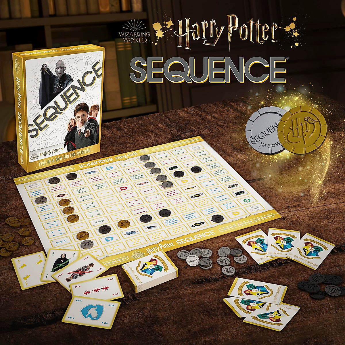 Harry Potter Sequence Board Game - Five-in-A-Row Fun for Everyone - Featuring Witches and Wizards from Harry Potter by Goliath