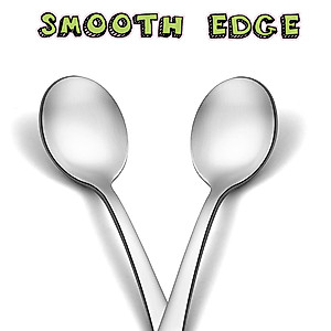 TeamFar Toddler Spoons, Stainless Steel Toddler Kids Spoon Set Silverware, Non Toxic & Healthy, Cute Animals & Attached Travel Case - 6 Pieces