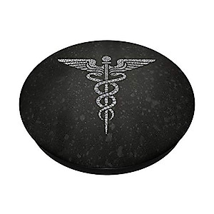 Black Medical Caduceus Symbol - RN Nurse Healthcare PopSockets PopGrip: Swappable Grip for Phones & Tablets