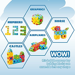 Push Bubble Fidget Toys,Building Blocks Play Set,Puzzle Game with Popping Sound Silicone Sensory Toy,Anxiety Stress Reliever,Brain Teaser Fidget Toys for Kids Teens Adults Autism ADHD (48PCS)