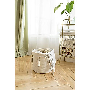 Mkono Macrame Decorative Cotton Rope Basket Boho Decor for Bedroom, Dorm, Living Room, Bathroom, Set of 4