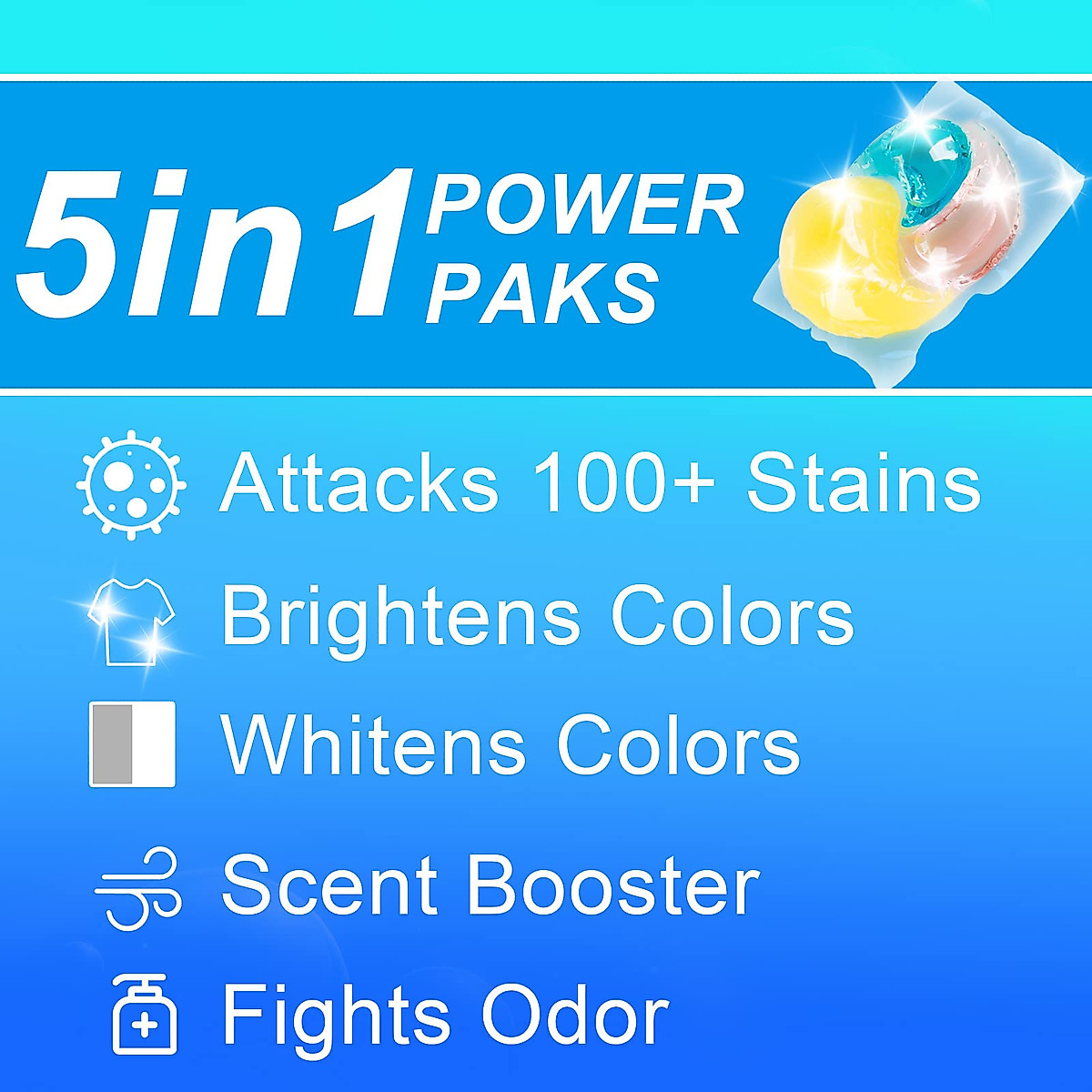 3-in-1 Laundry Pods with Softener & Scent Booster, 10x Free Power Soap Pods Laundry Detergent, Long Lasting Fresh Scent, High Efficiency (HE), 25 Count