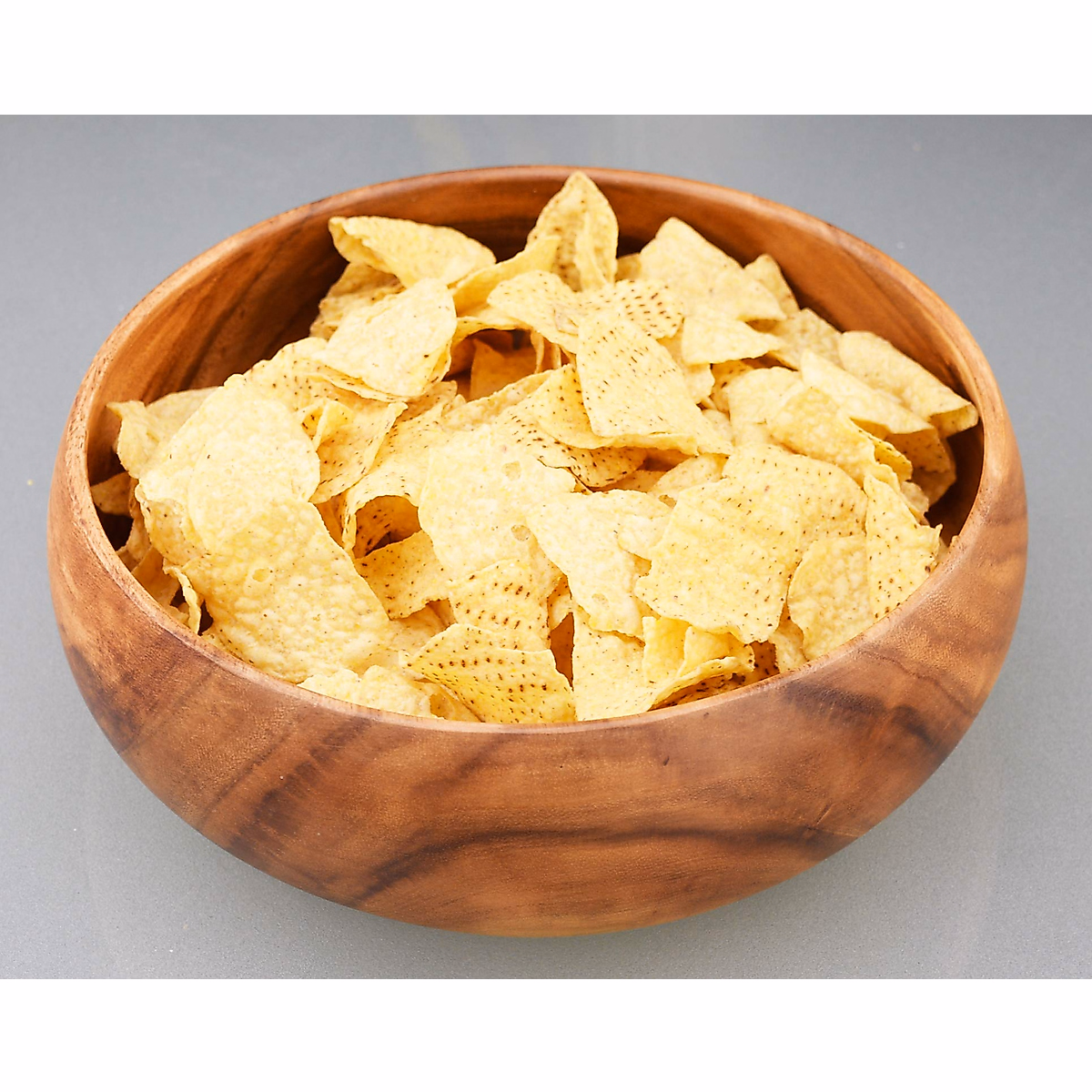 PACIFIC MERCHANTS Acaciaware Acacia Wood Round Calabash Salad Bowl, 10-Inch by 3-Inch, Hand Made From One Solid Piece Of Acacia Wood, Sustainable, Large Fruit Bowl, Popcorn, Pasta