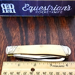 S.S. Folding Knives White Smooth Bone Equestrian Trapper Stainless Steel Open Folding Pocket Knife Rr1972 Hoof Pick Outdoor Survival Hunting Knife by Survival Steel